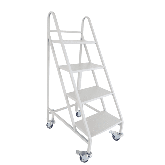 4 Steps Ladder with Wheels 18IN W 40IN H,Industrial Warehouse Step ...
