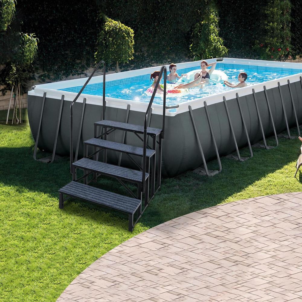 4 Steps Mobile Home Stairs Steps Outdoor, RV Step Ladder with Handrails ...