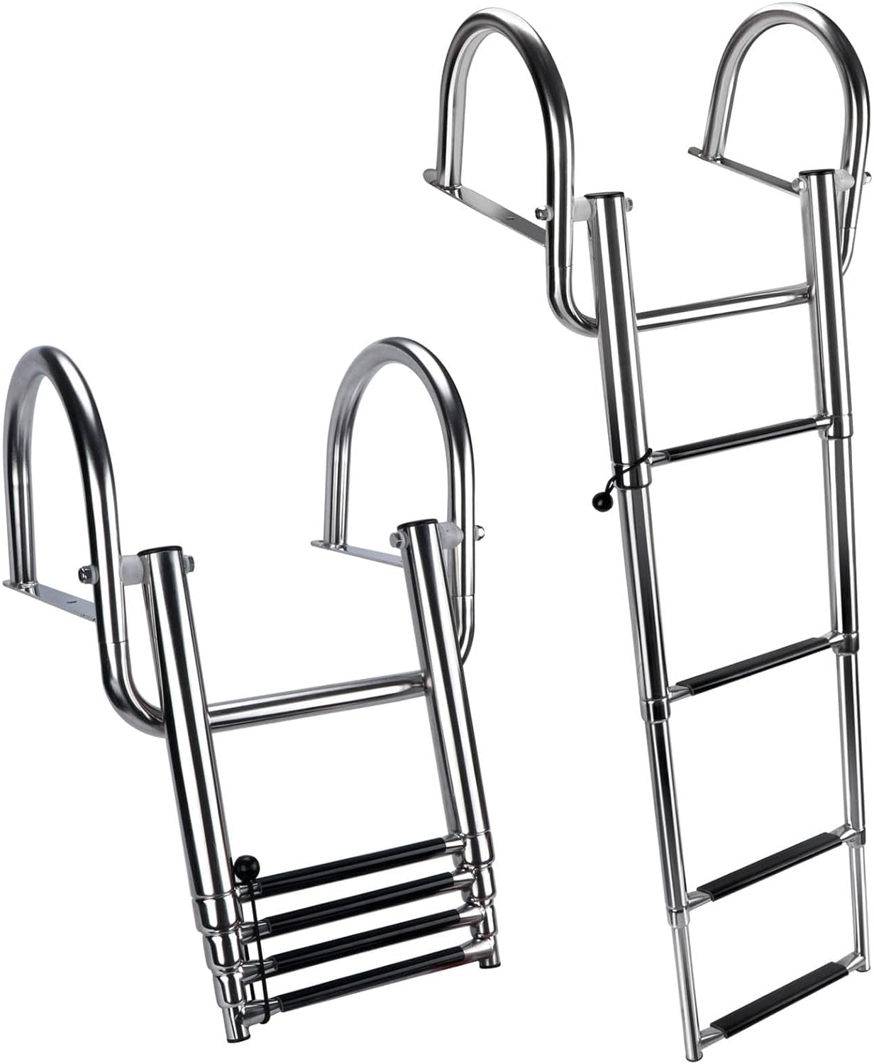 4 Steps Pontoon Boat Ladder, Stainless Steel Folding Telescoping Rear ...