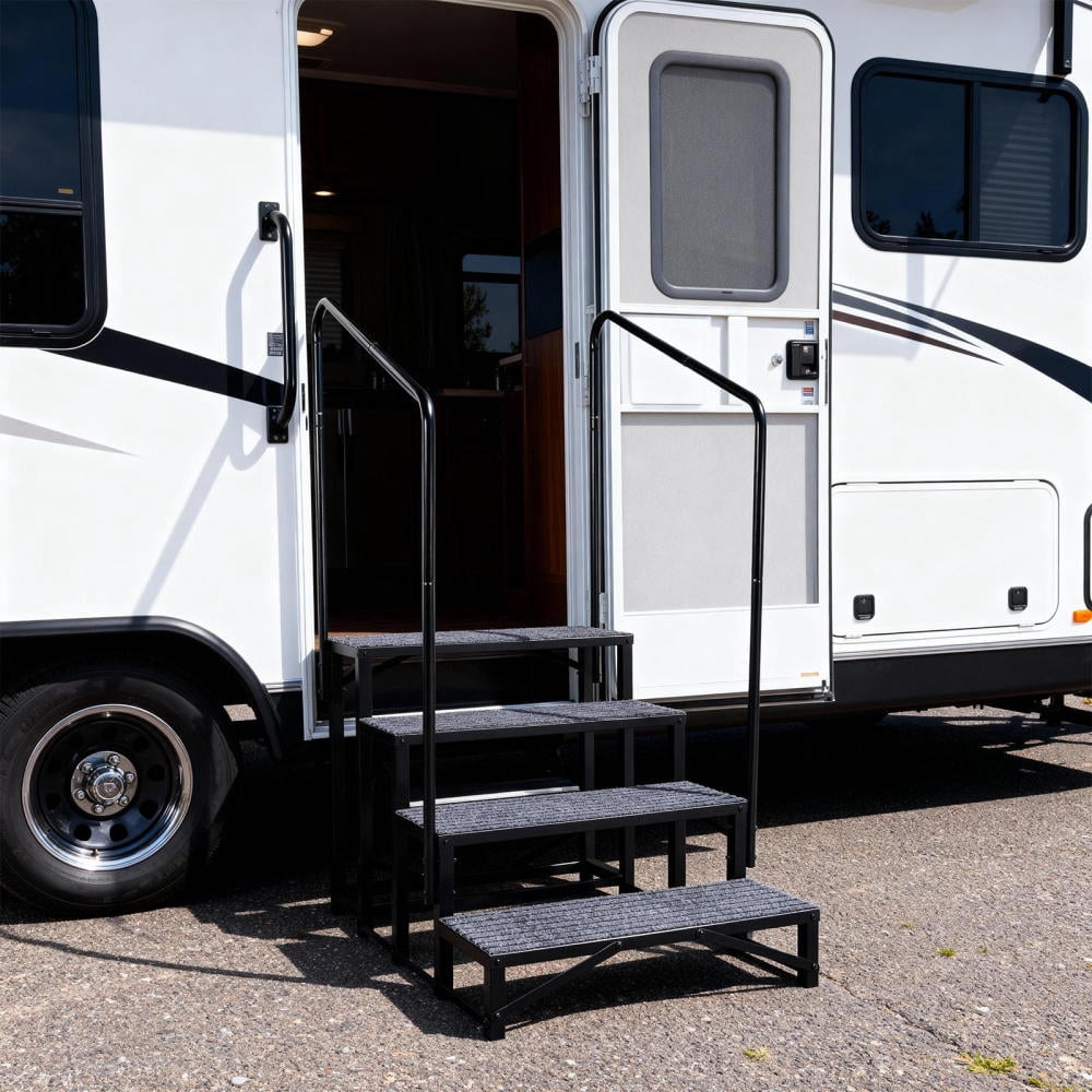 4 Steps RV Steps, 440lbs Load Capacity Portable Stairs for RV, Hot Tub ...