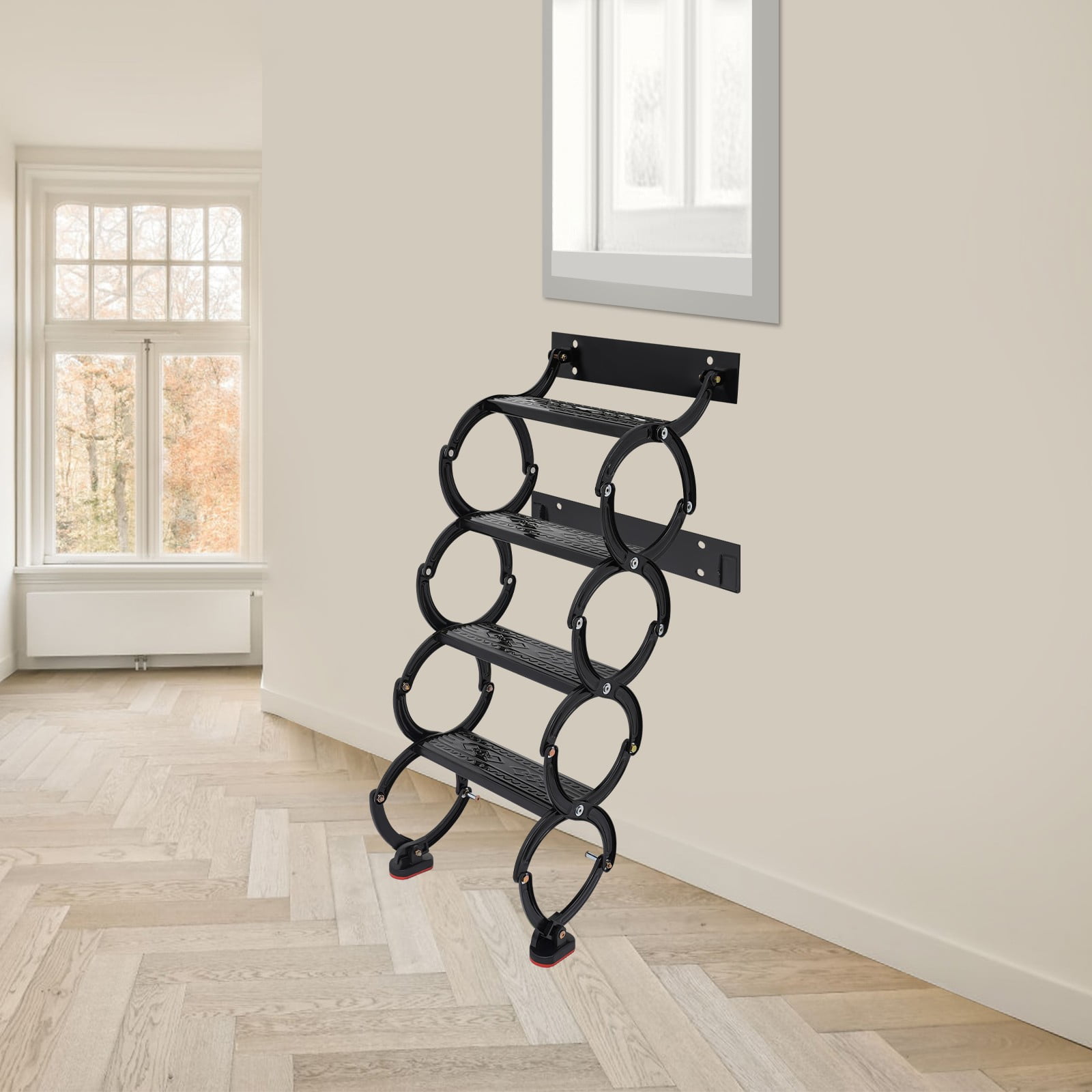4 Steps Wall Mounted Attic Ladder, Pull Down Telescoping Step Ladder ...