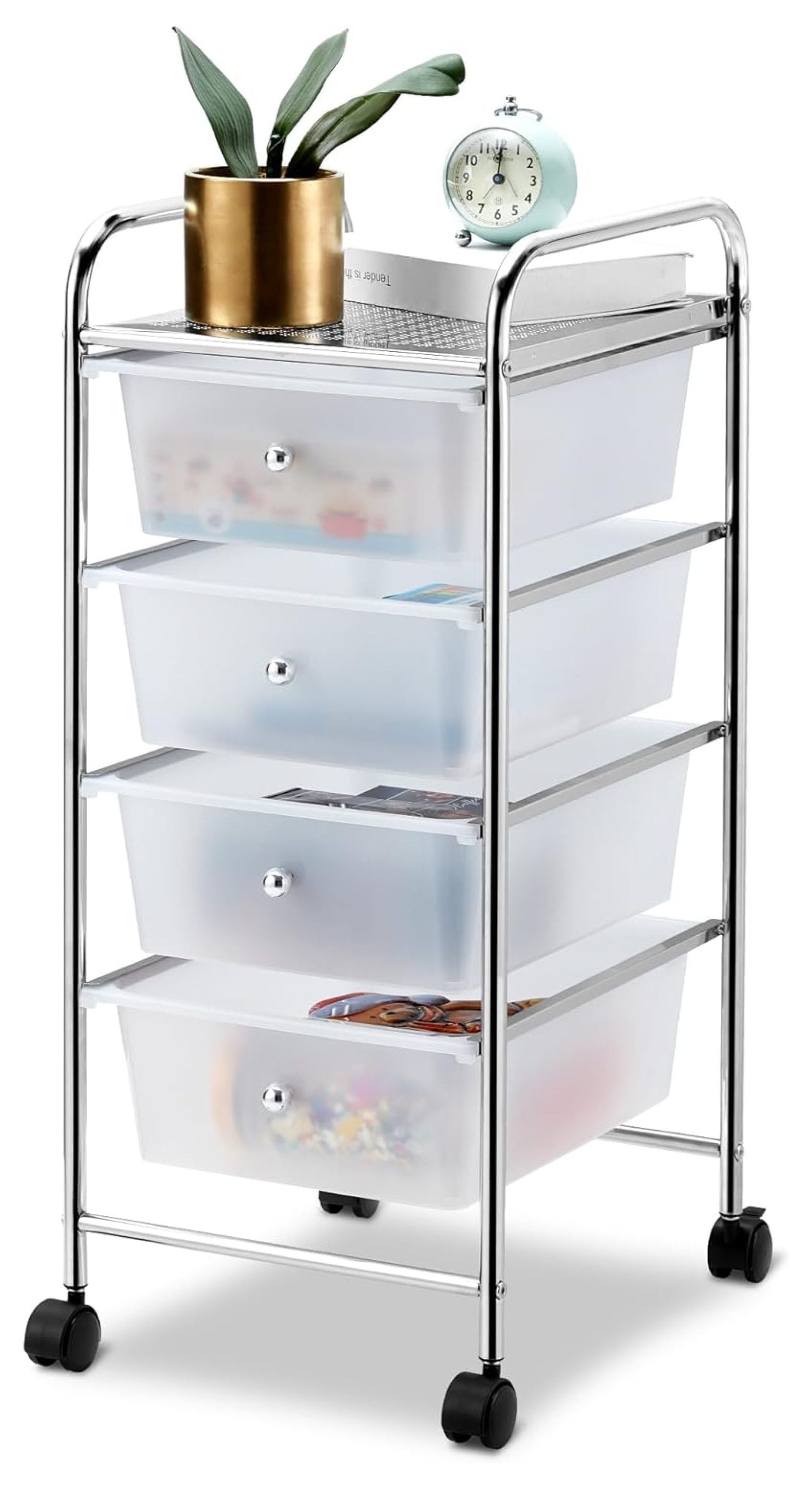 4 Storage Drawer Cart Rolling Organizer Cart for Tools Scrapbook Paper ...