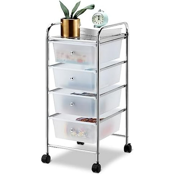 4 Storage Drawer Cart Rolling Organizer Cart for Tools Scrapbook Paper ...