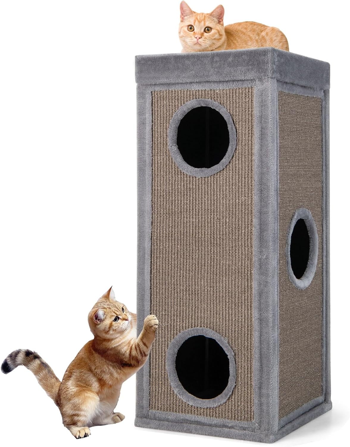 4 Story Cat Tree Condo, 39 Inch Multi-Layer Cat House with Sisal ...