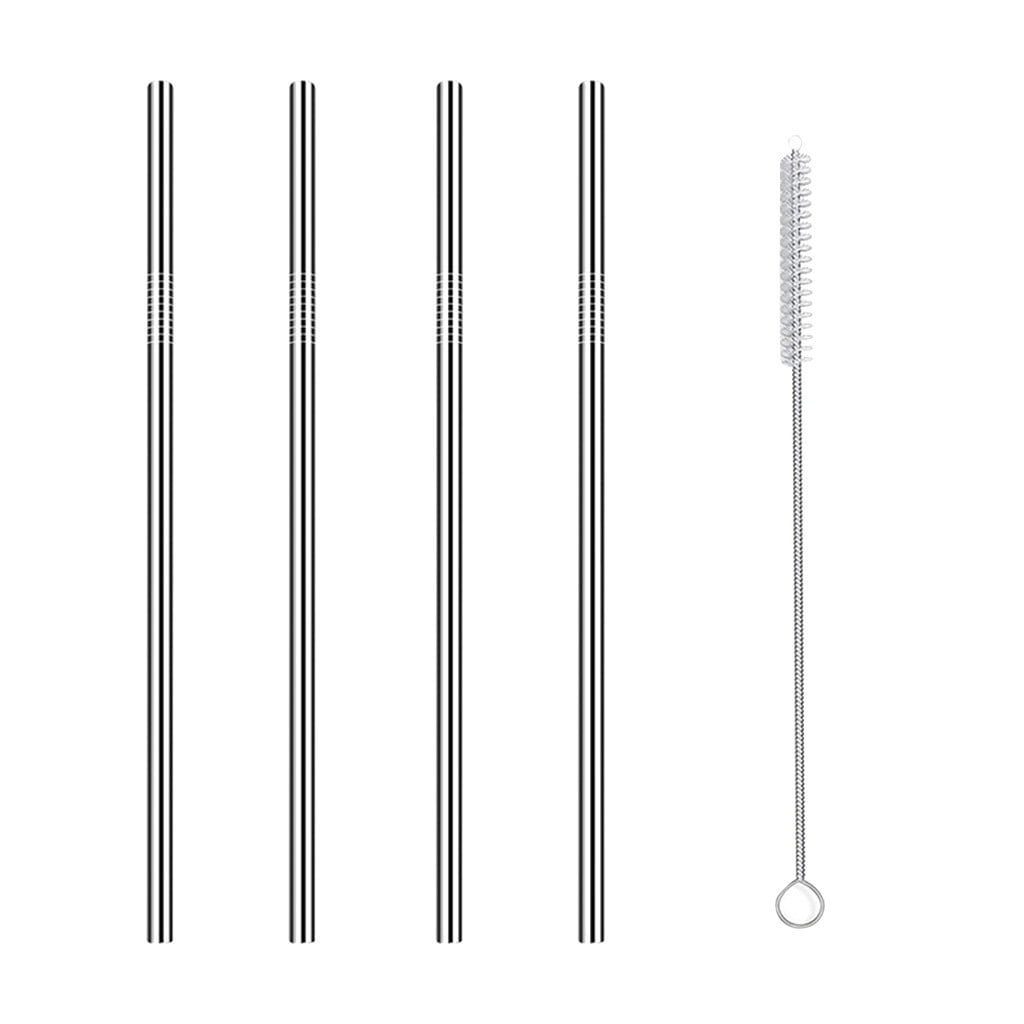 4 Straight Reusable Drinking Straws Metal Stainless Steel Eco-Friendly ...