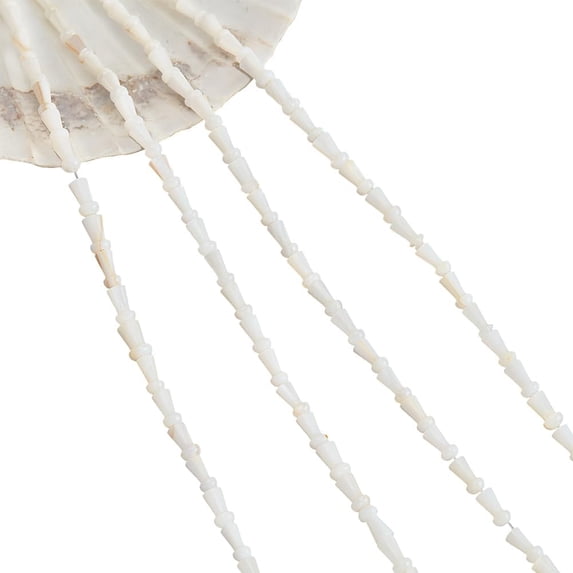 4 Strands About 204Pcs Natural Freshwater Shell Beads White 8x4mm Shell ...