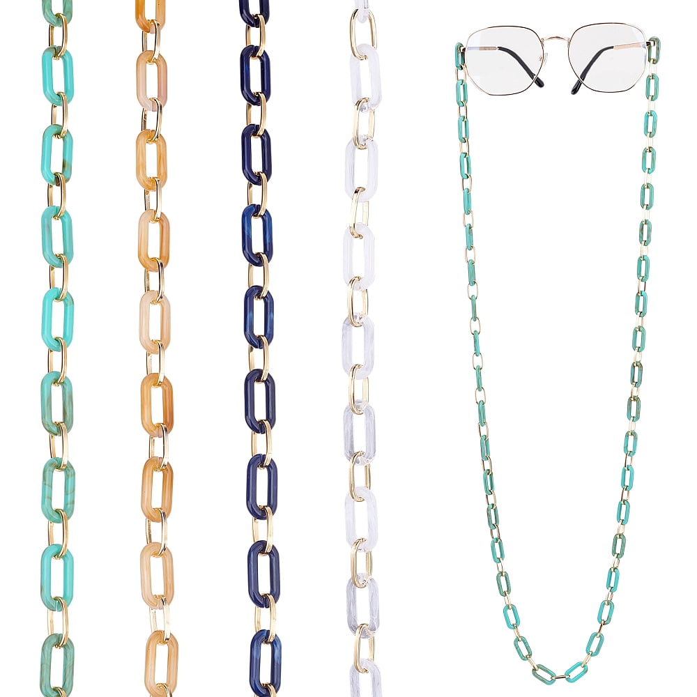 4 Strands 4 Colors Handmade Acrylic & Aluminium Cable Chains Imitation ...