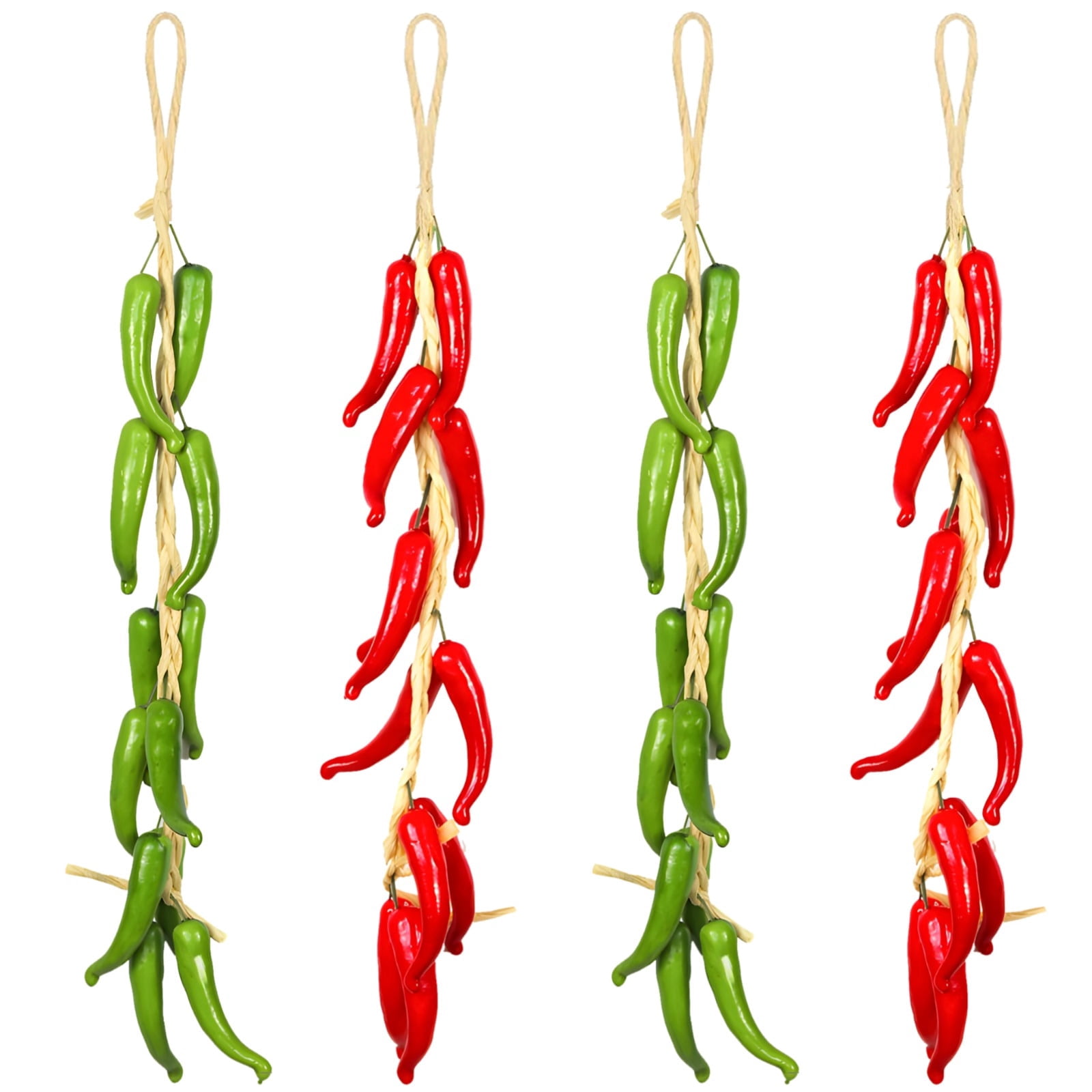 4 Strands Artificial Chili Pepper Garland, Red and Green Kitchen Wall ...