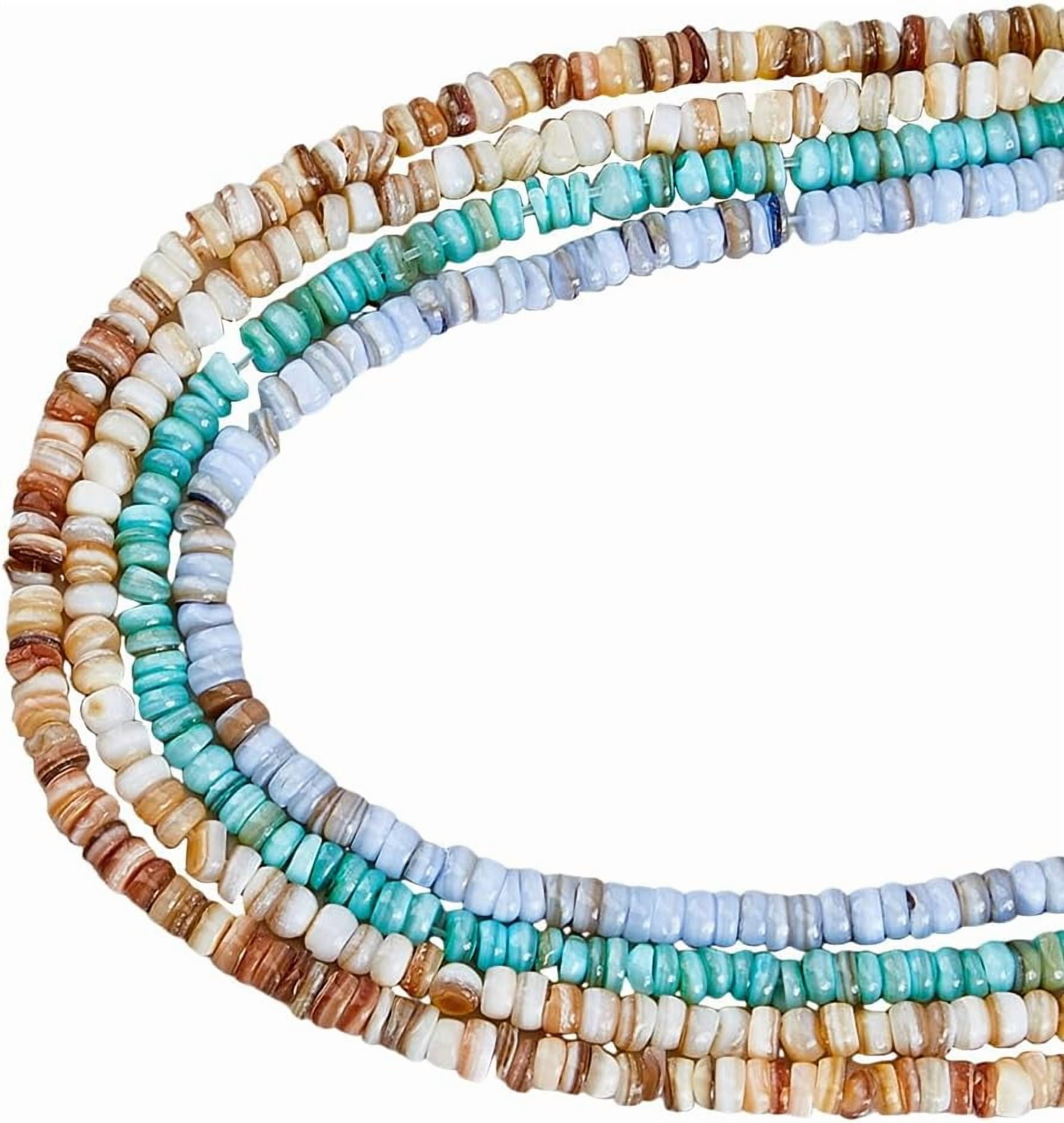 4 Strands Natural Shell Beads 4 Colors Heishi Beads Puka Shells Bead ...