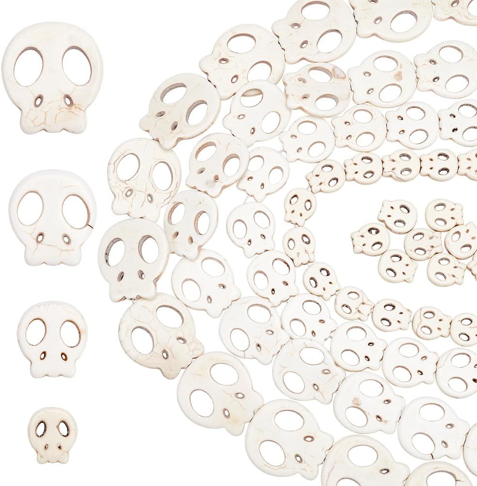 4 Strands Synthetic Skull Beads 4 Sizes About 72 pcs Dyed Skeleton Head ...