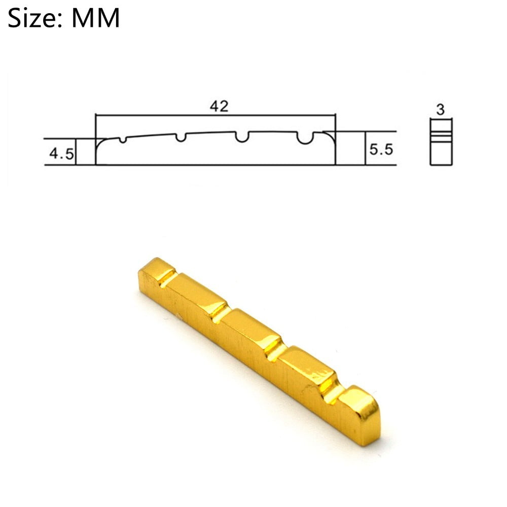 4 String Slotted Brass Gold Plated Electric Bass Guitar Nut 38/42mm ...