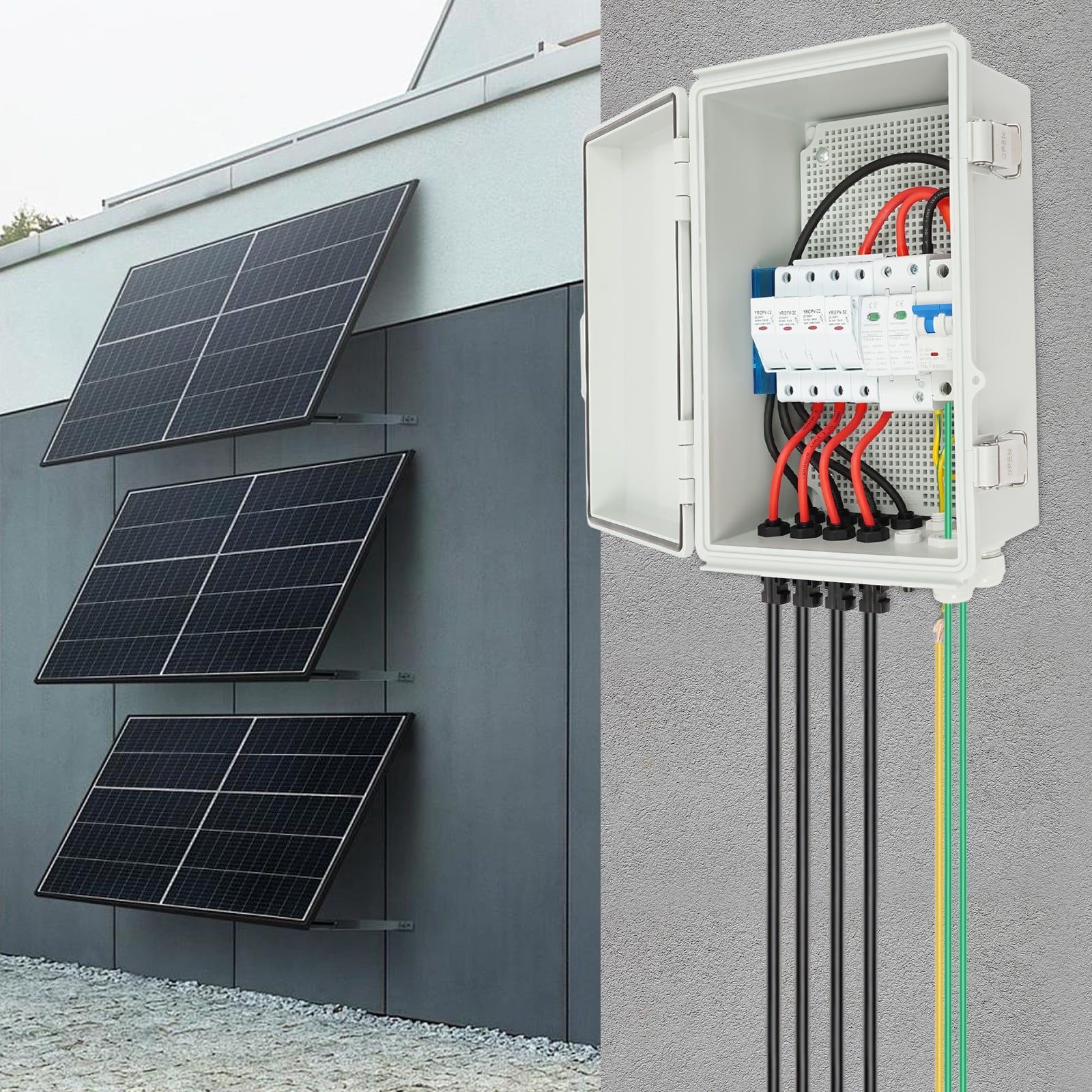 4 String Solar Combiner Box PV Combiner Circuit Breaker 63A For Solar ...