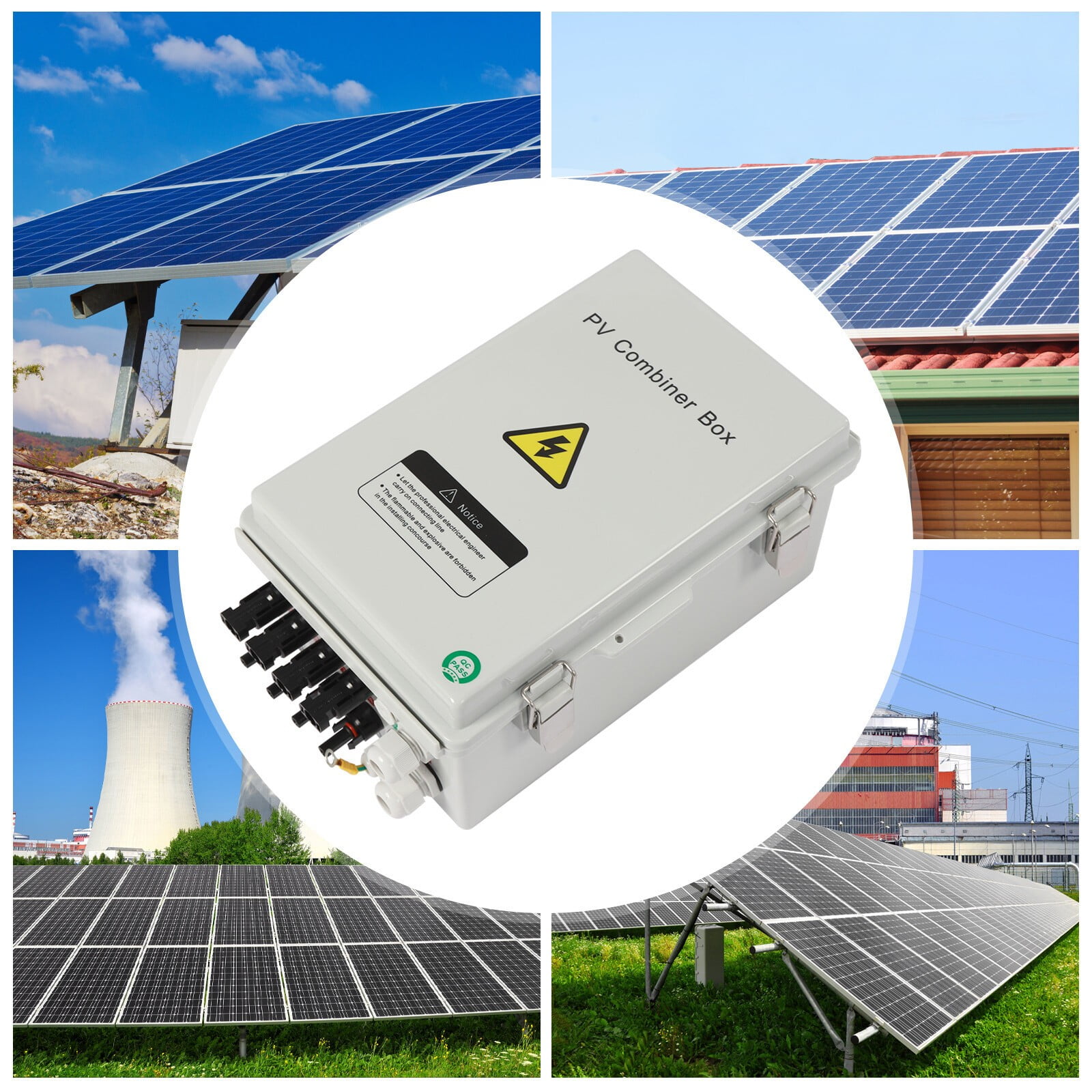 4 String Solar PV Combiner Box 63A Circuit Breaker Solar Panel System ...