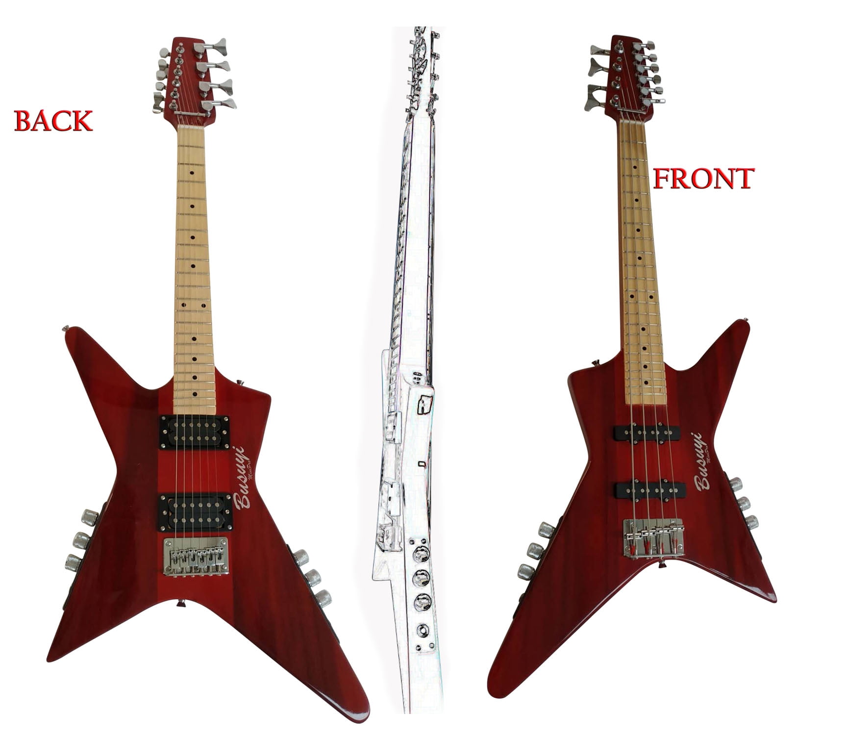 4 String short scale bass/ 6 string Travel guitar Mini (Right Bass ...