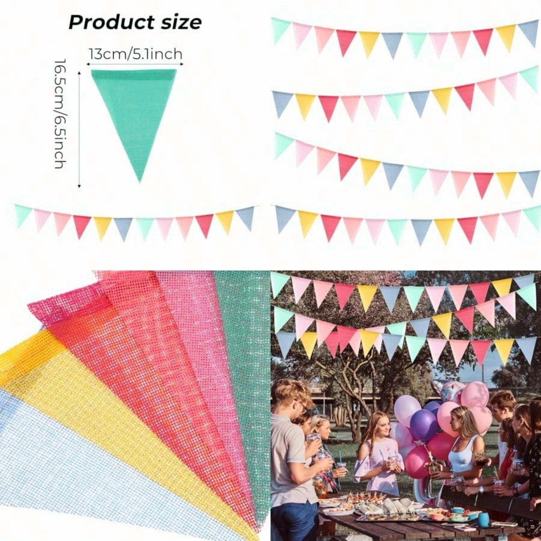 4 Strings Pennant Banner Flags Colorful Triangle Pastel Pennant Banner ...