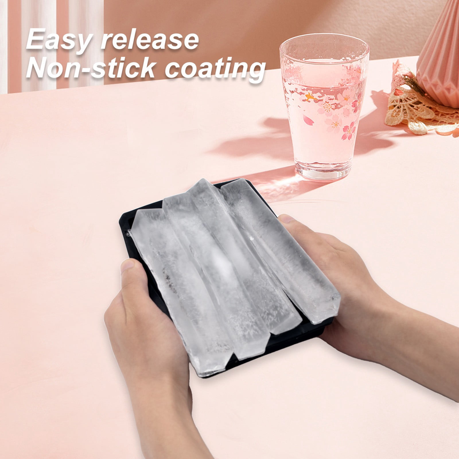 4-Strip Silicone Ice Tray Black, Silicone Ice Cube Trays for Water ...
