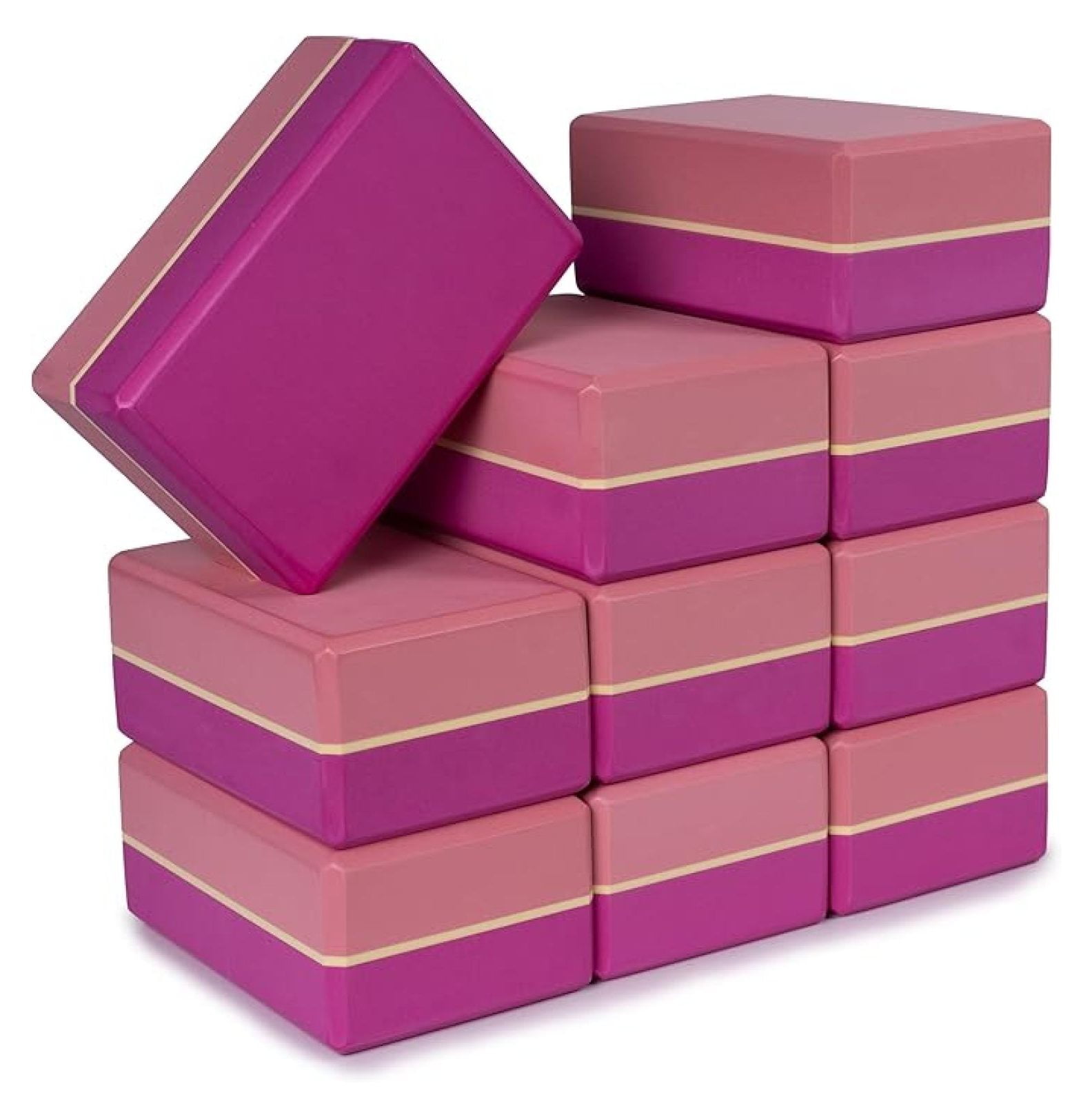 4" Striped Yoga Block, 10 Pack Bulk Foam Yoga Blocks, Firm and ...