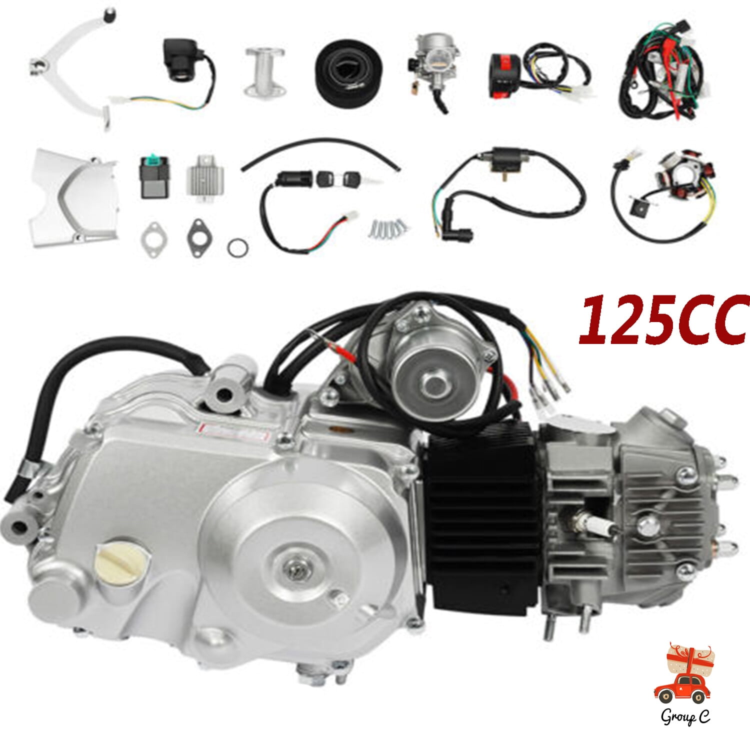 4-Stroke 125CC Engine Motor w/ Reverse for ATVs, Electric Start Semi ...