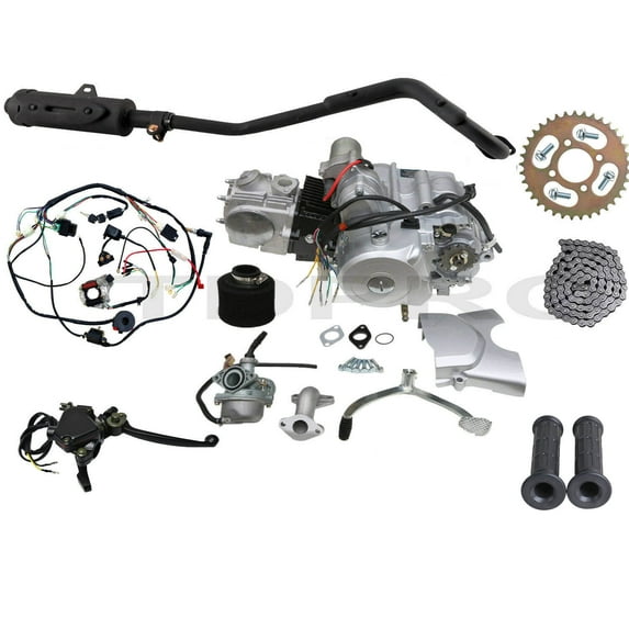 4 Stroke 125cc Semi Auto Engine Motor kit 3 Speed + Reverse Electric ...