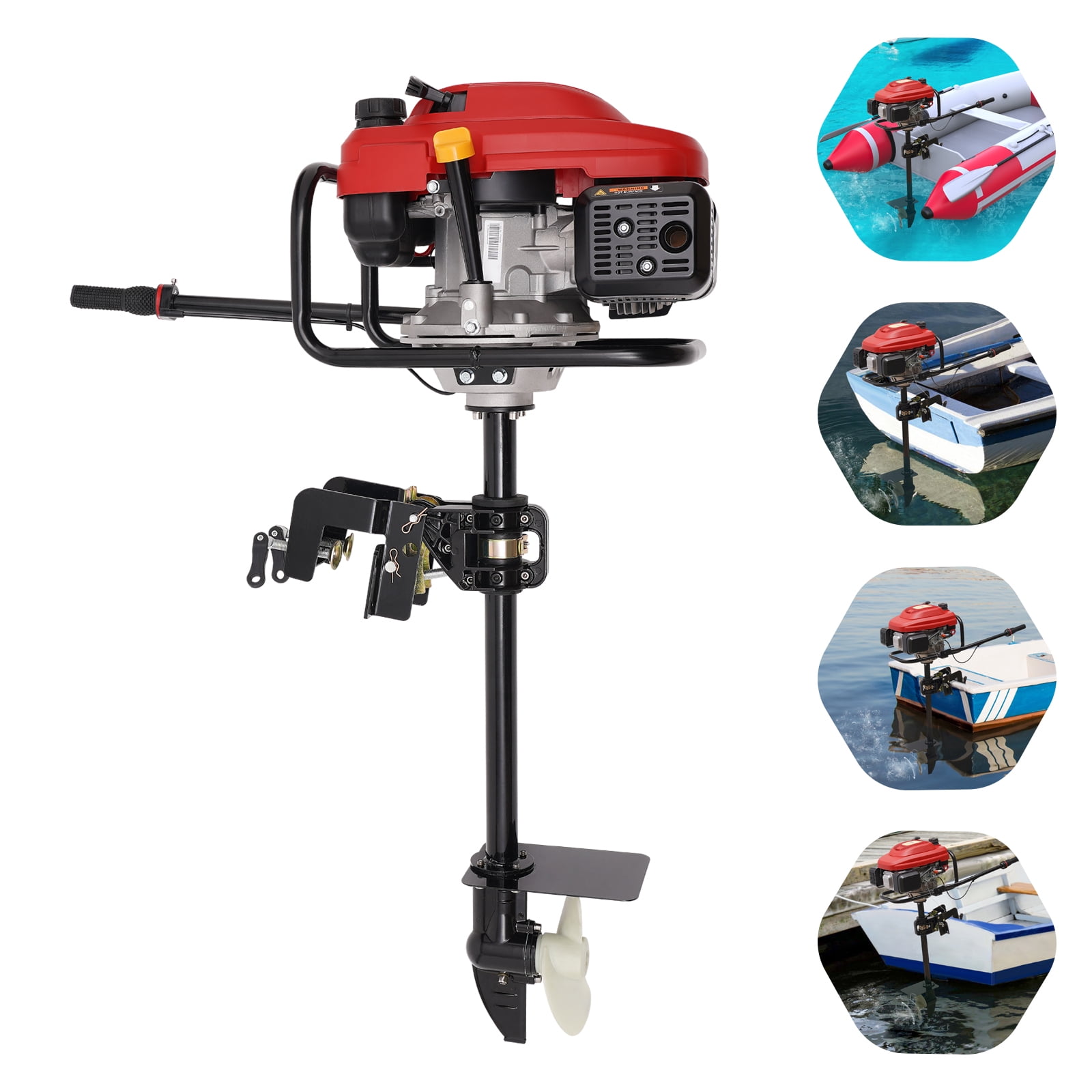 4-Stroke 3.5KW Outboard Motor 200CC Propeller Fishing Boat Engine Air ...
