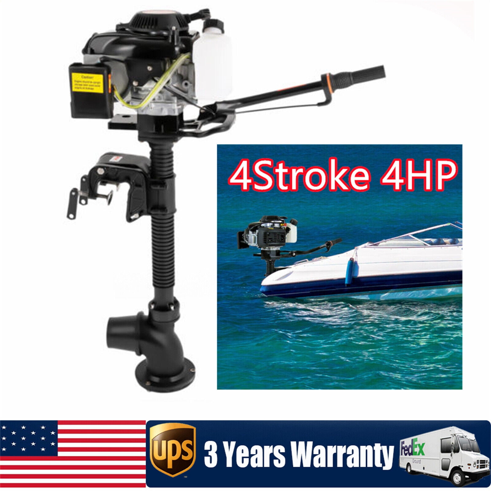 4 Stroke 4HP Jet Pump Heavy Duty Outboard Motor Boat Engine wind ...
