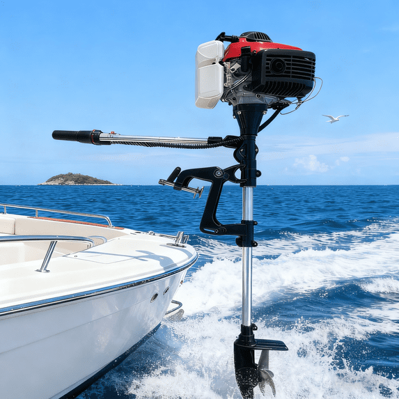 4 Stroke 4HP Outboard Boat Motor - Gas Powered Water Cooling Marine ...