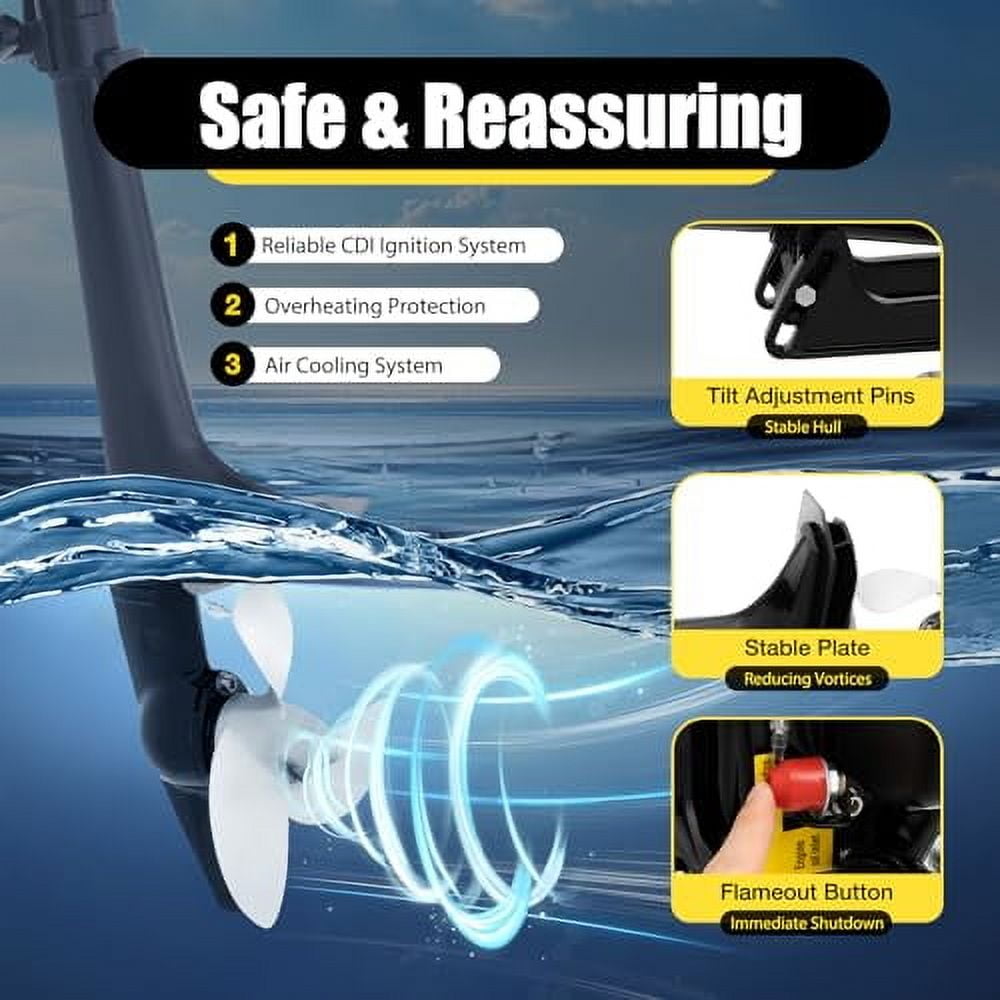 4-Stroke 4HP Outboard Engine, Fishing Boat Trolling Motor Engine, 52CC ...