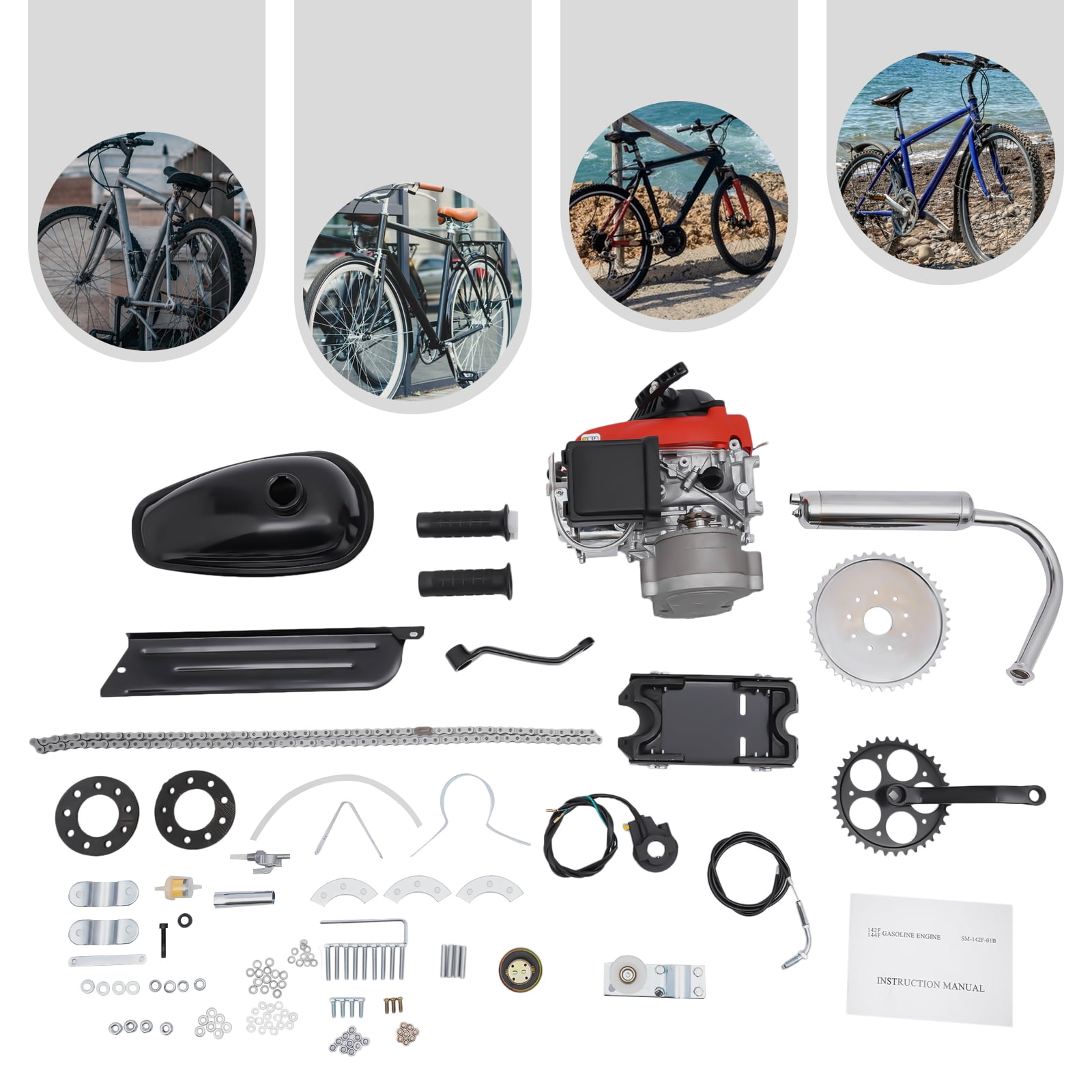 4 Stroke 53CC Fuel Gate Speed Control Gas Petrol Motorized Bicycle ...