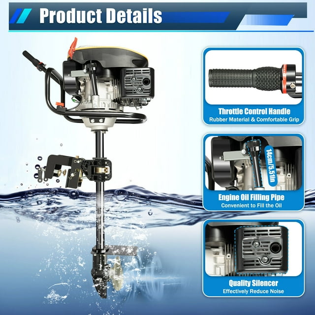 4 Stroke 9 HP Outboard Motor Gas powered Fishing Boat Engine Air ...