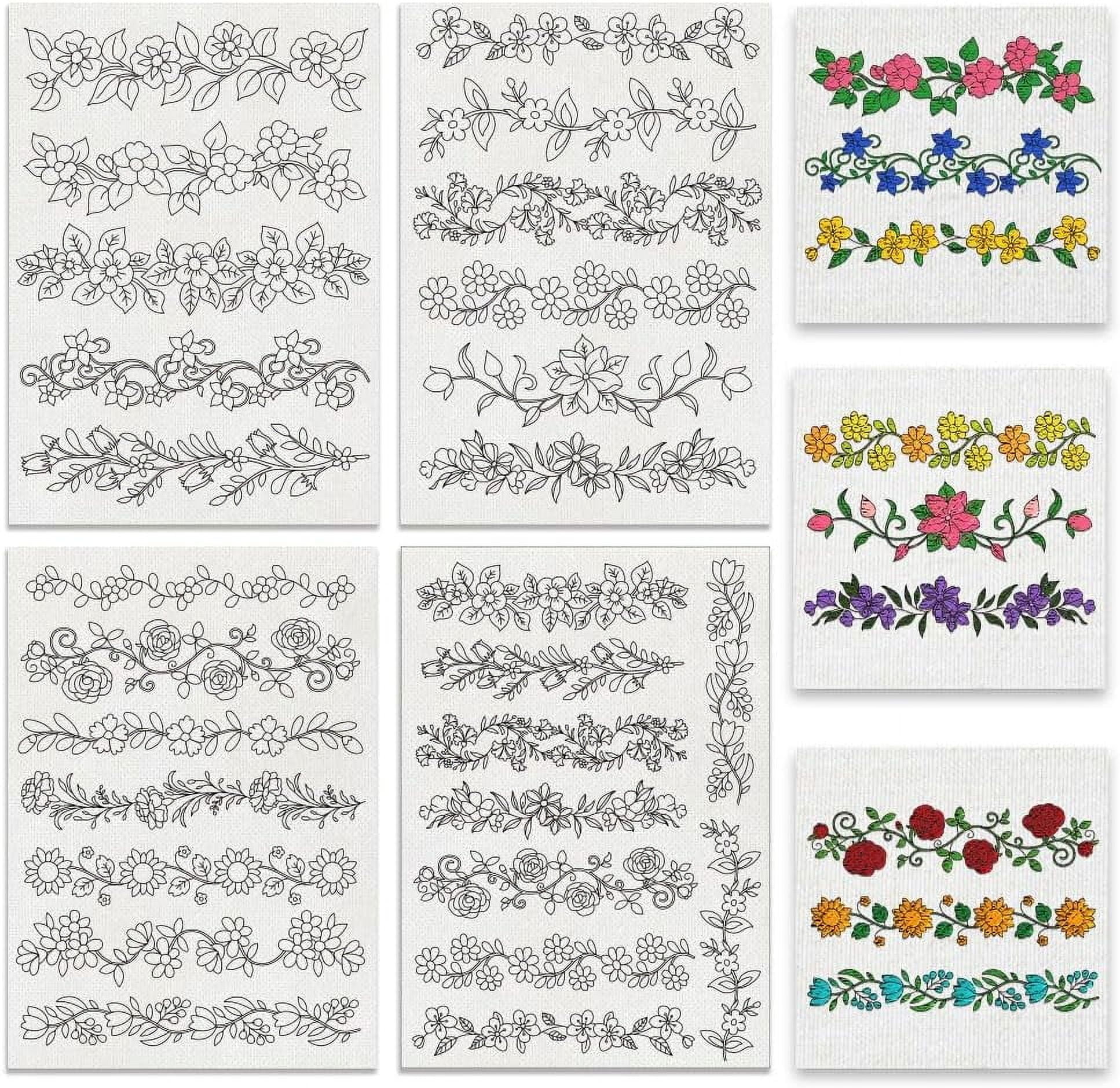 4 Style 27Pcs Flower Border Water Soluble Hand Sewing Stabilizers Long ...