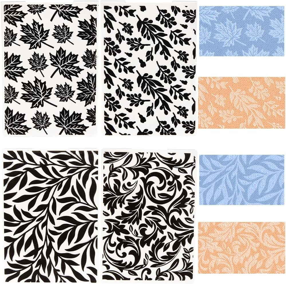 4 Style 3D Flowers Floral Leaf Embossing Folder Background Vintage ...