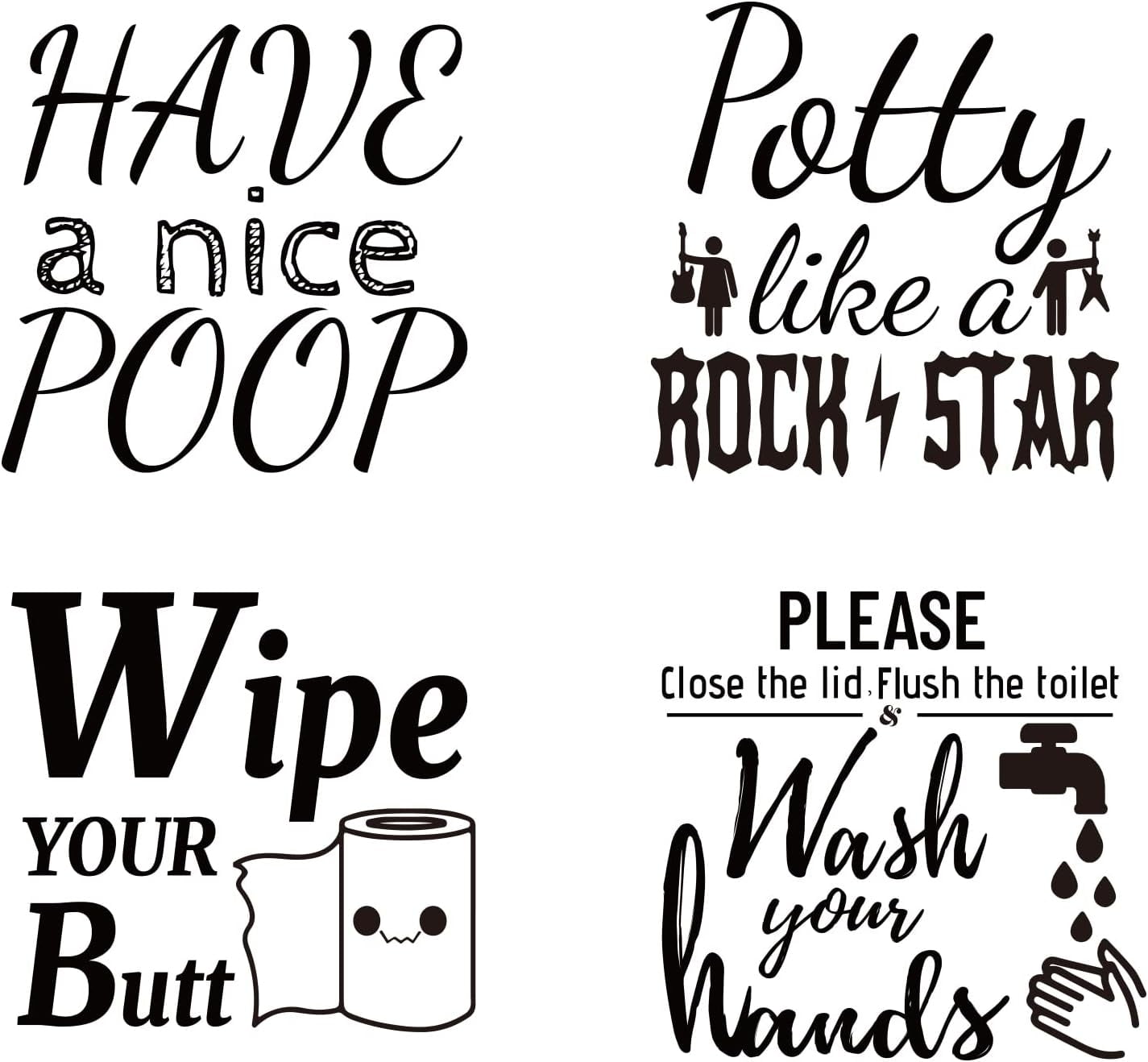 4 Style Bathroom Vinyl Wall Stickers Funny Wipe Stikcer Have A Nice ...
