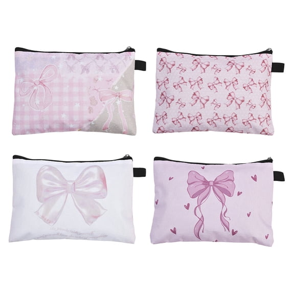 4 Styles 4 Pcs Pink Cosmetic Pouch Coquette Zipper Bag Bulk Aesthetic ...