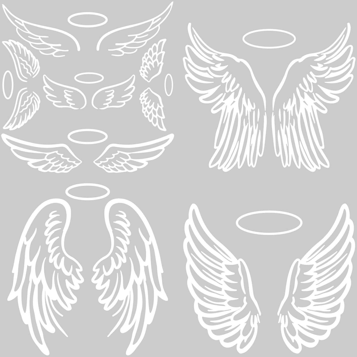 4 Styles 4Pcs Tribal Angel Wings Car Decals White Reflective Saint ...