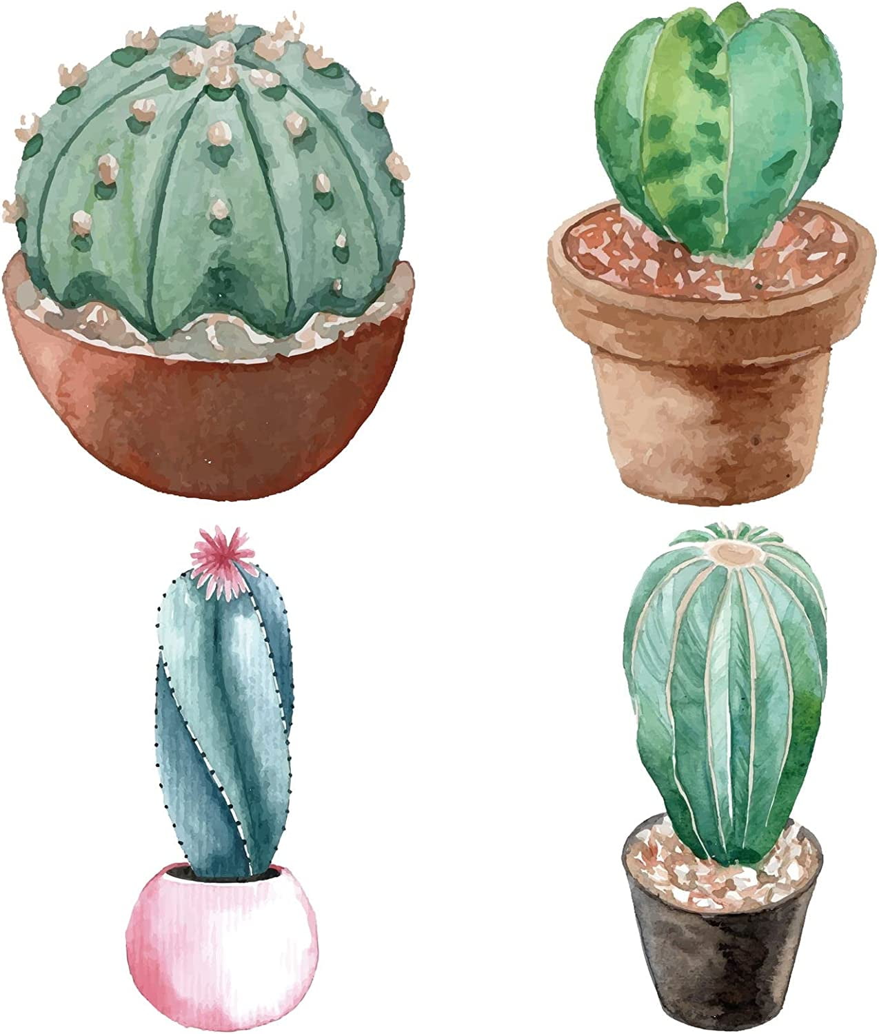 4 Styles 6.3 Inch Desert Cactus Window Decals Static Plant Glass ...