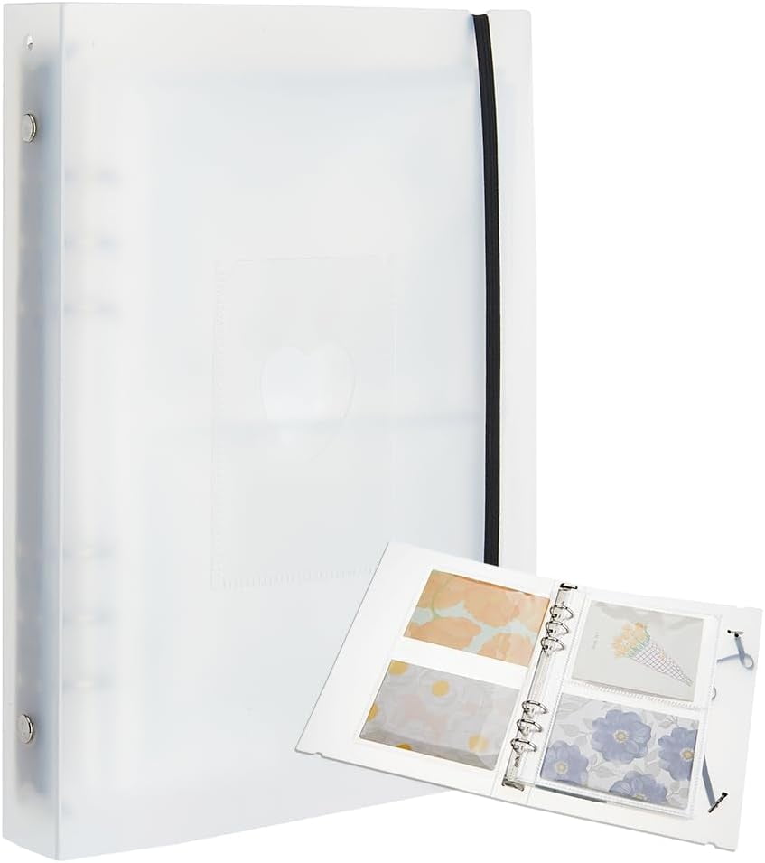 4 Styles A5 PP Loose Leaf Card Ticket Storage Bag with A5 Frosted Heart ...