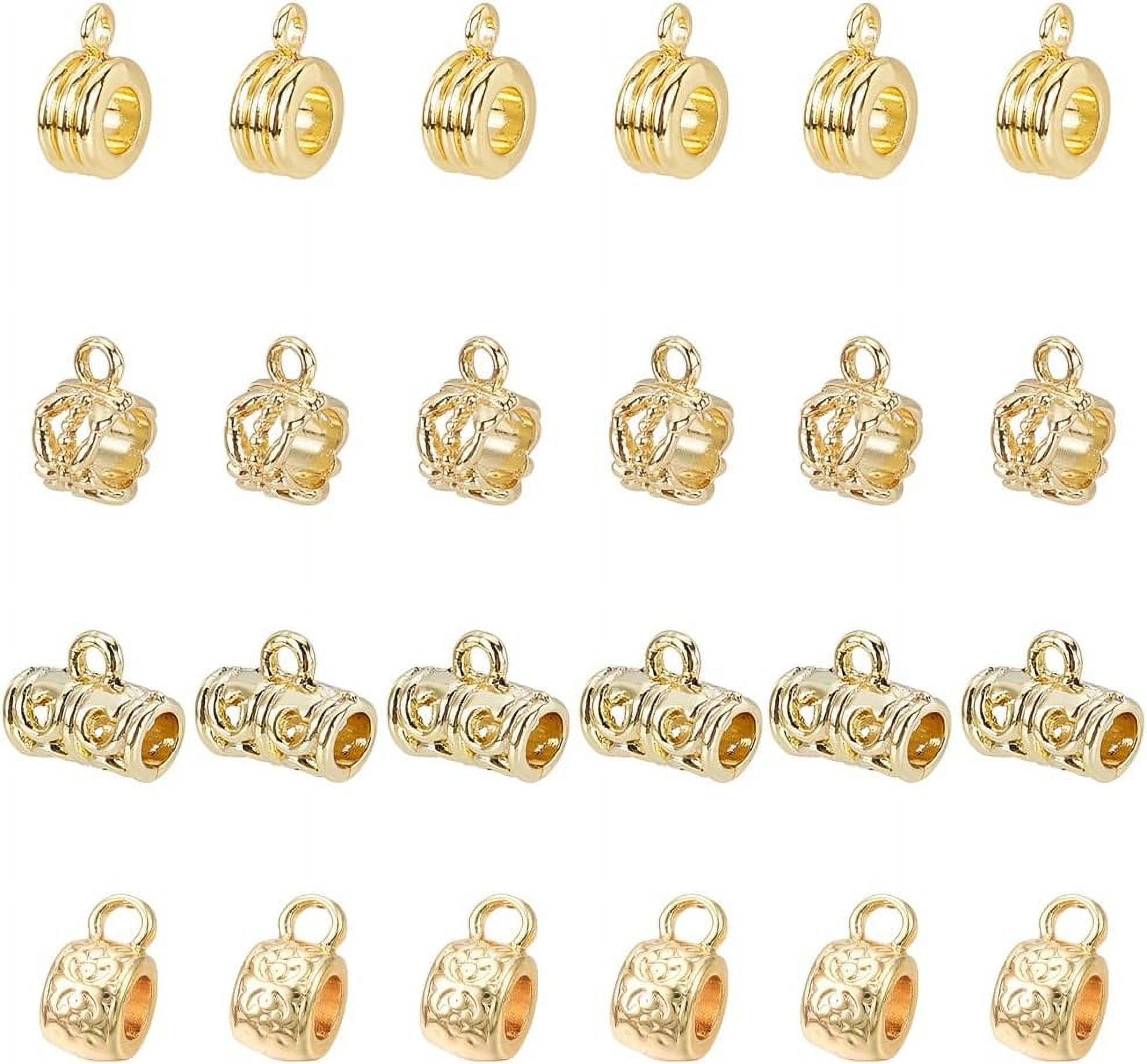 4 Styles Bail Beads 18K Gold Plated Dangle Hanger Tube Bead Long ...