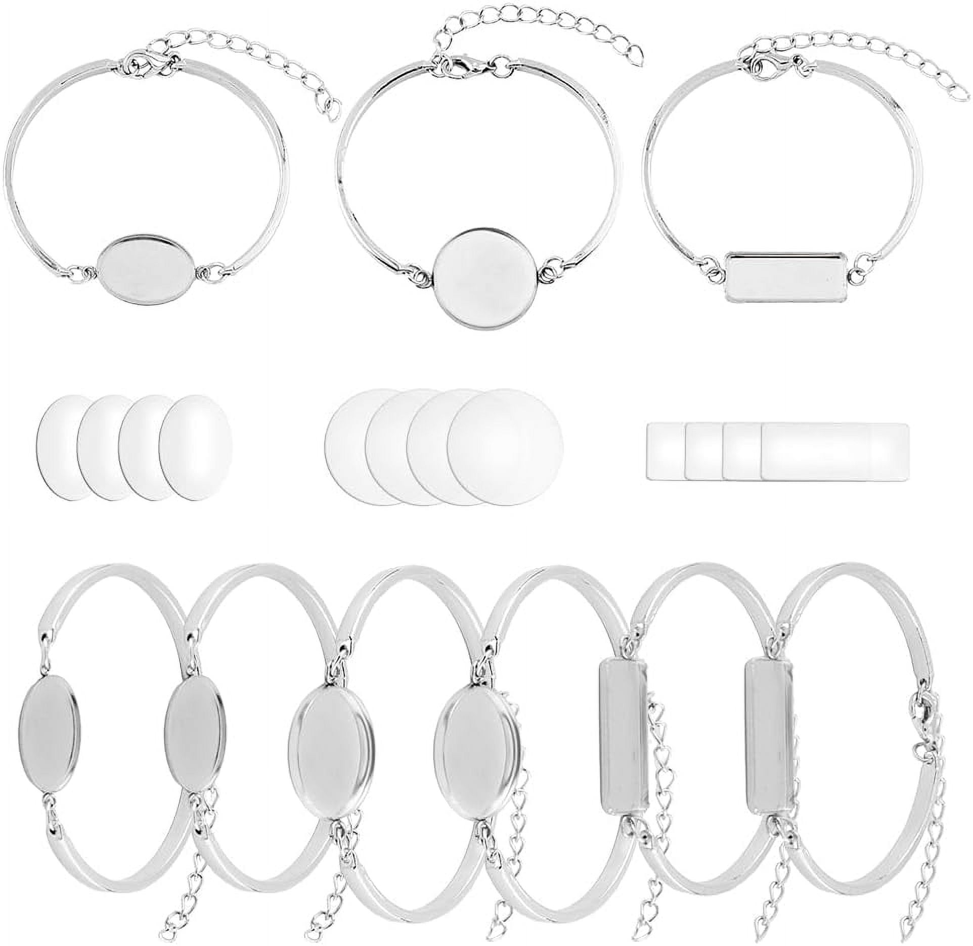 4 Styles Base Bangle Blank Settings 12Pcs Blank Cabochon Bracelet Alloy ...