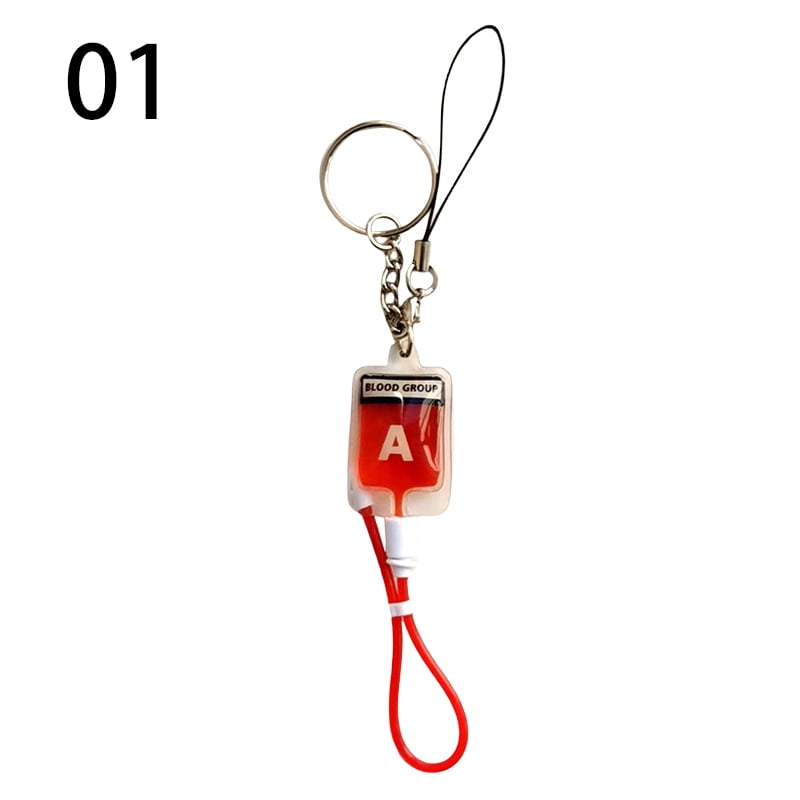 4 Styles Blood Bag Keychain Creative Cool A B O AB Sick Plasma Pack Car ...