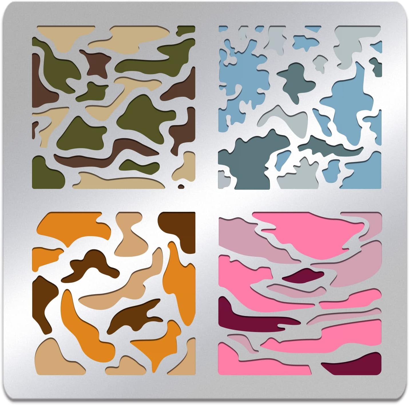 4 Styles Camouflage Stencils Reusable Camouflage Templates Journal Tool ...