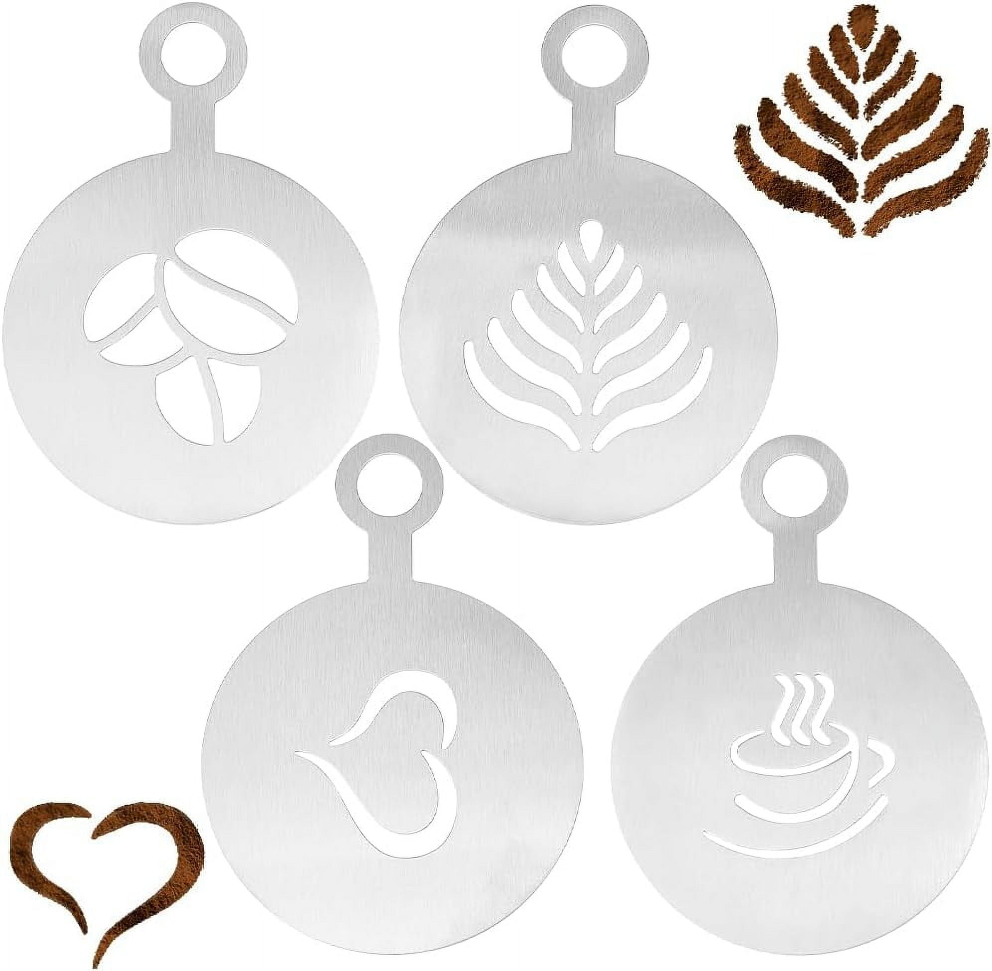 4 Styles Coffee Latte Decorating Stencils Stainless Steel Chocolate ...