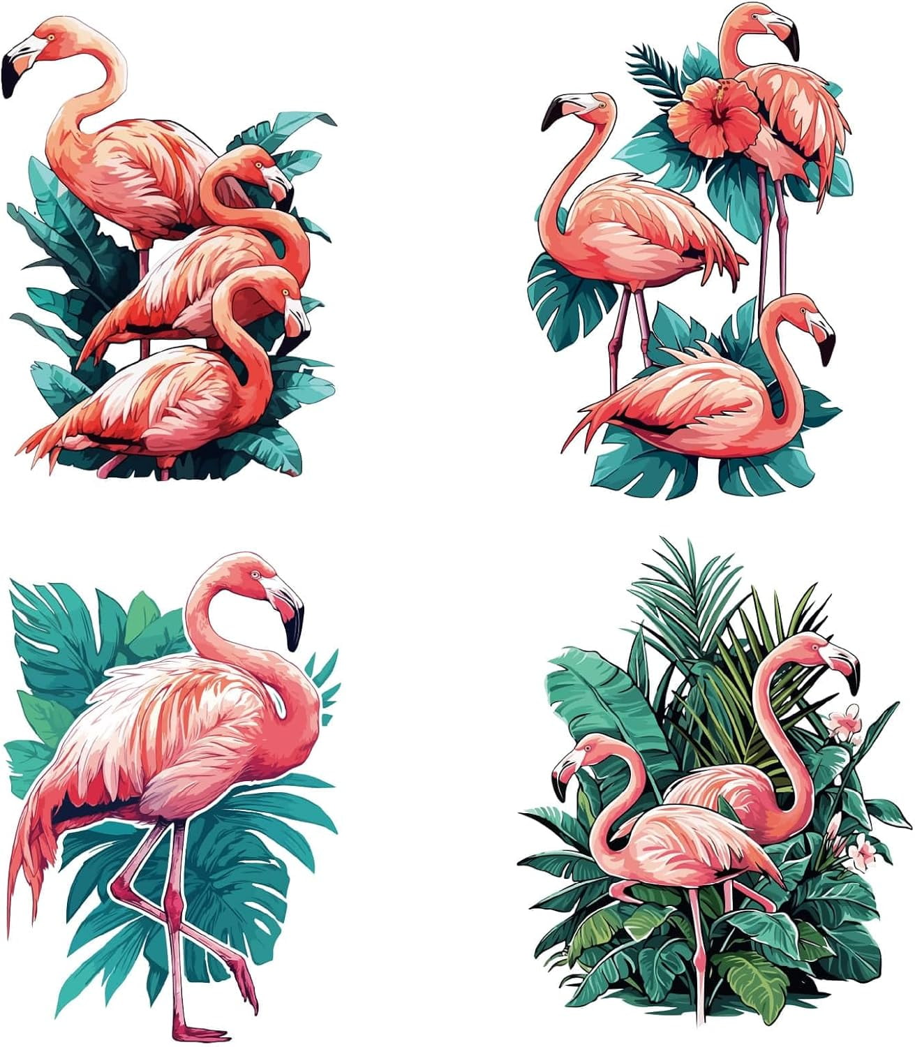 4 Styles Flamingo Window Decals Green Plant Leaves Static Glass Sliding ...