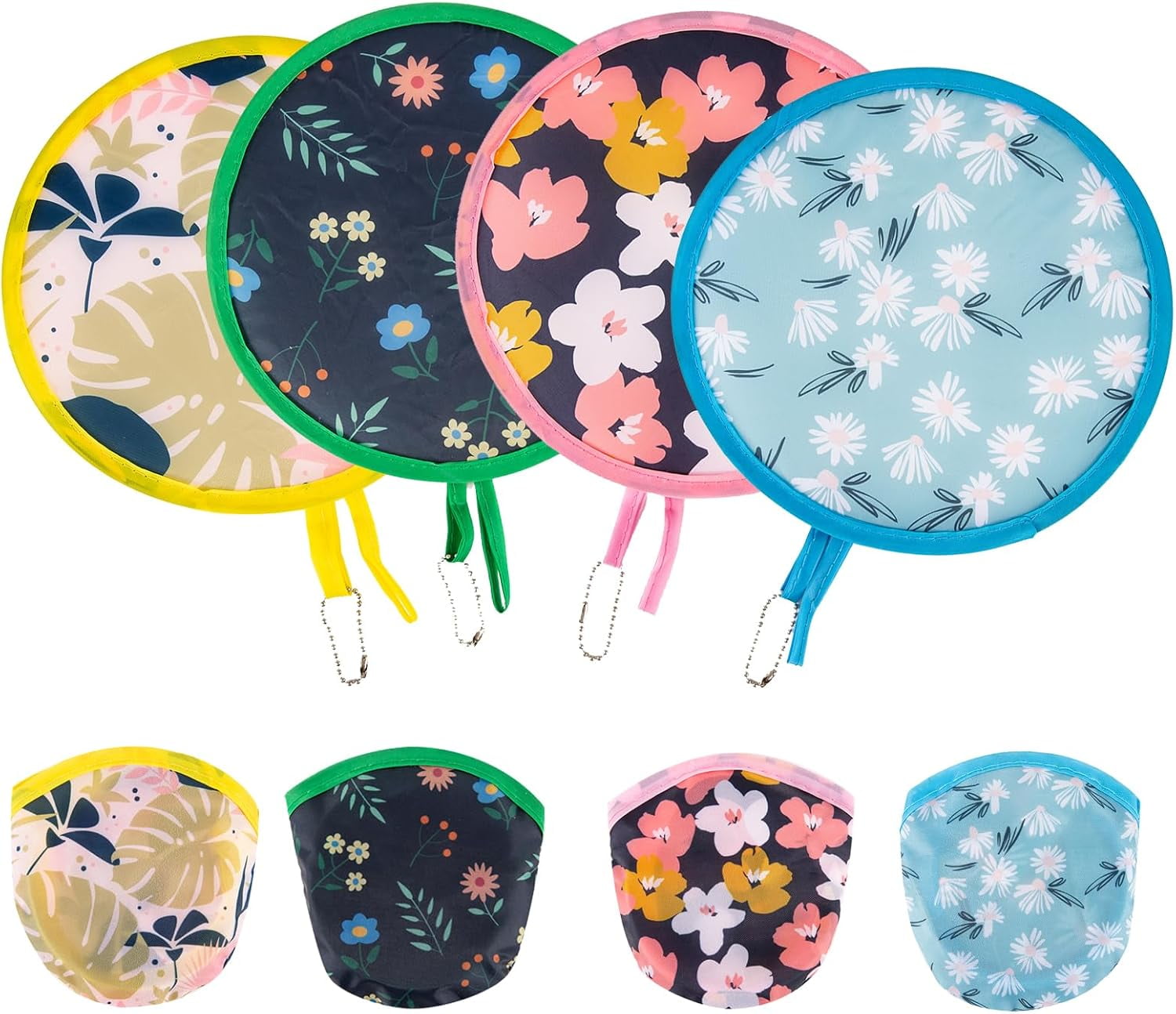 4 Styles Floral Round Foldable Hand Fan Japanese Foldable Fan Style ...