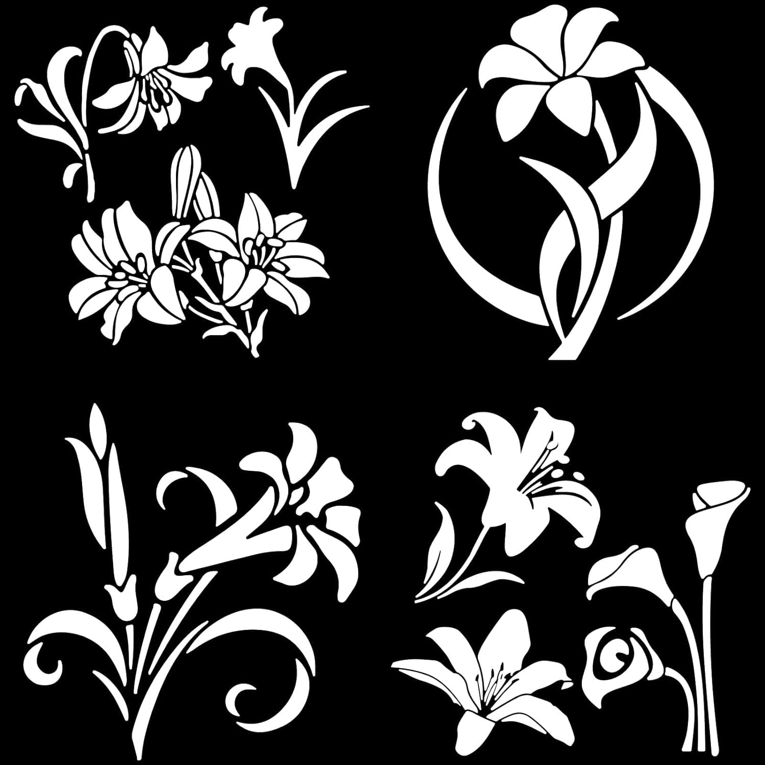 4 Styles Flower Car Decals May Lily Vinyl Stickers White Motorcycle ...