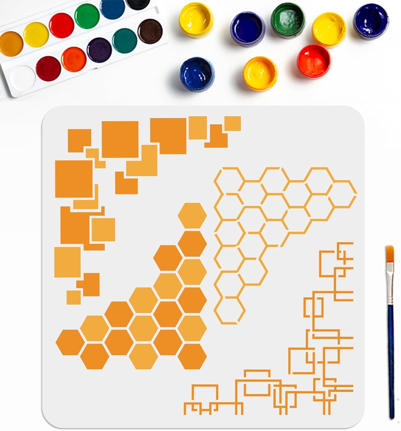 4 Styles Hexagon Corner Stencils 11.8×11.8inch Geometry Border Stencils ...