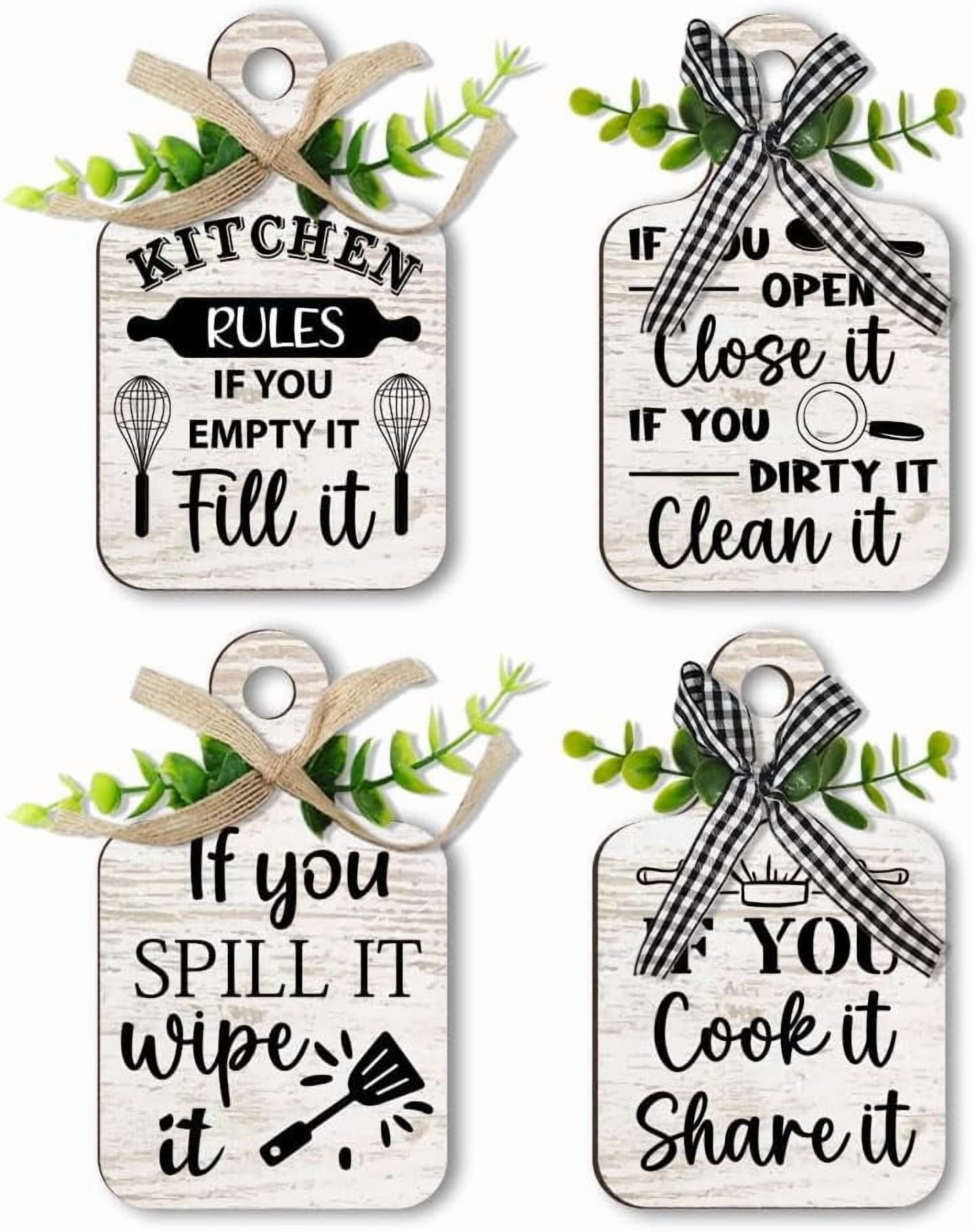 4 Styles Kitchen Rules Wooden Sign Wall Decor Eat Wood Cutting Board ...