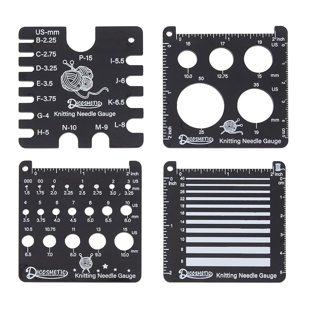 4 Styles Knitting Needle Gauge 4Pcs Sewing Sizer Tools Square Knitting ...