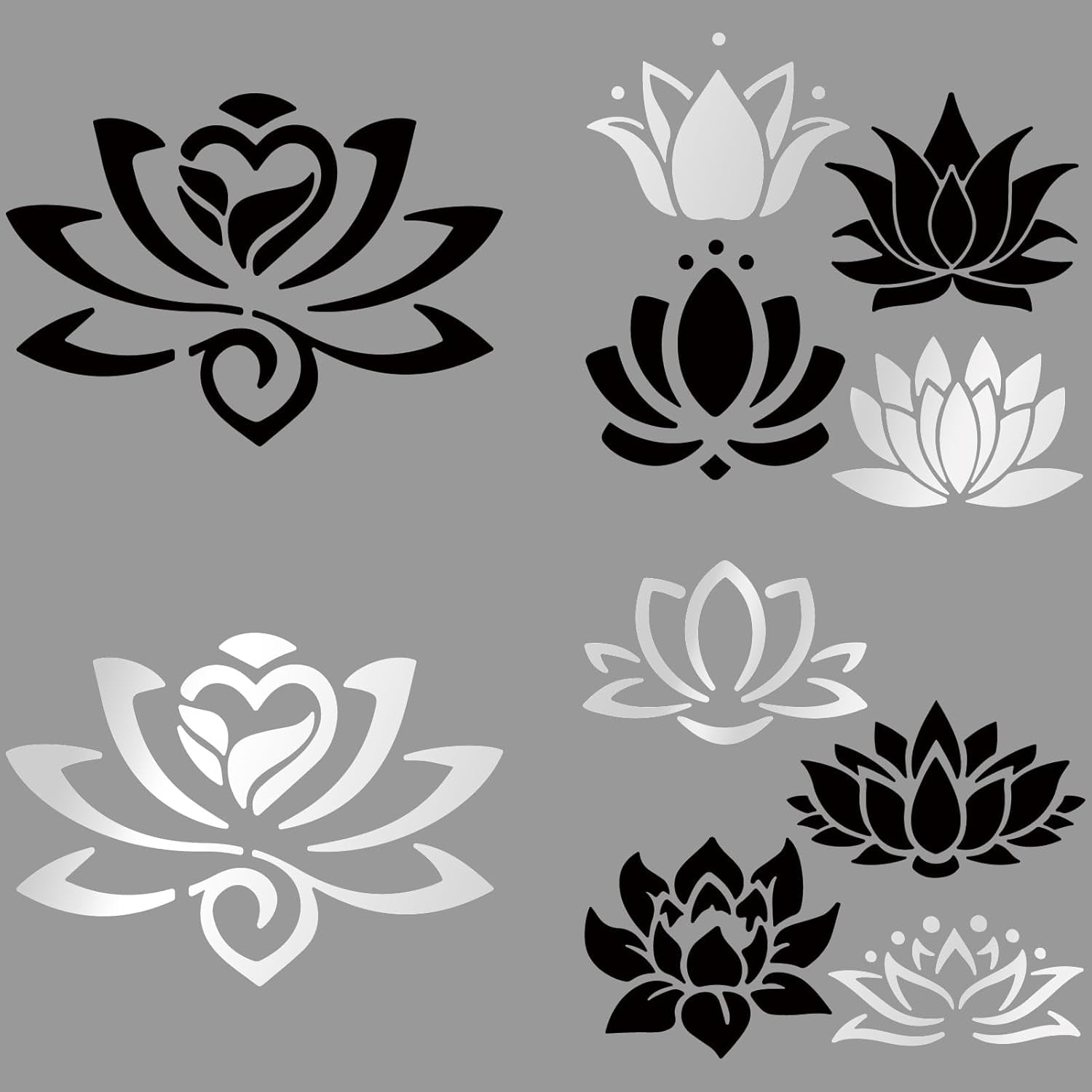 4 Styles Lotus Flower Decal Blackilver Lotus Car Sticker Flower Car ...