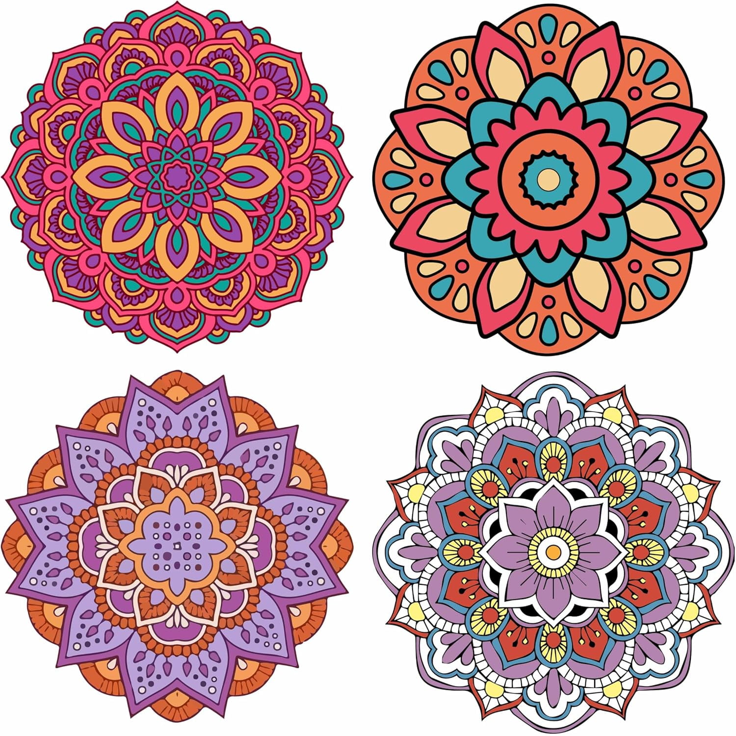 4 Styles Mandala Window Clings 16cm Non Adhesive Static Flower of Life ...