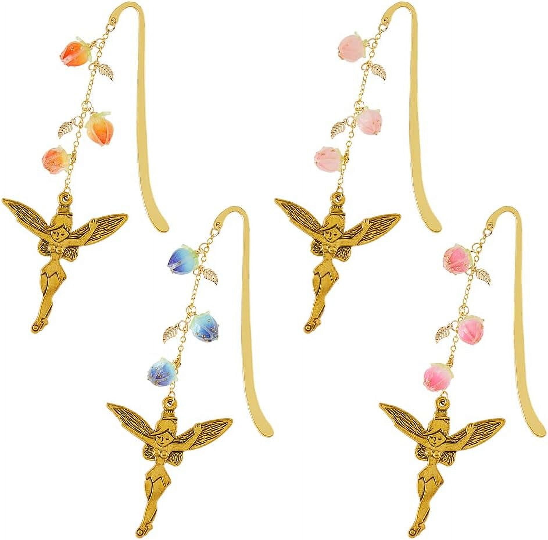 4 Styles Metal Bookmark Pendant Beaded Flower Bookmark Metal Bookmark ...